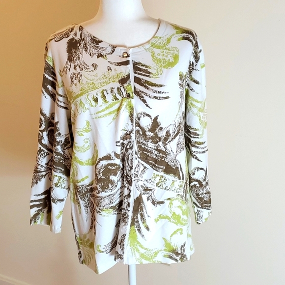 Onque Casuals | Tops | Onque Brown And Green Snap Front Cardigan Top ...